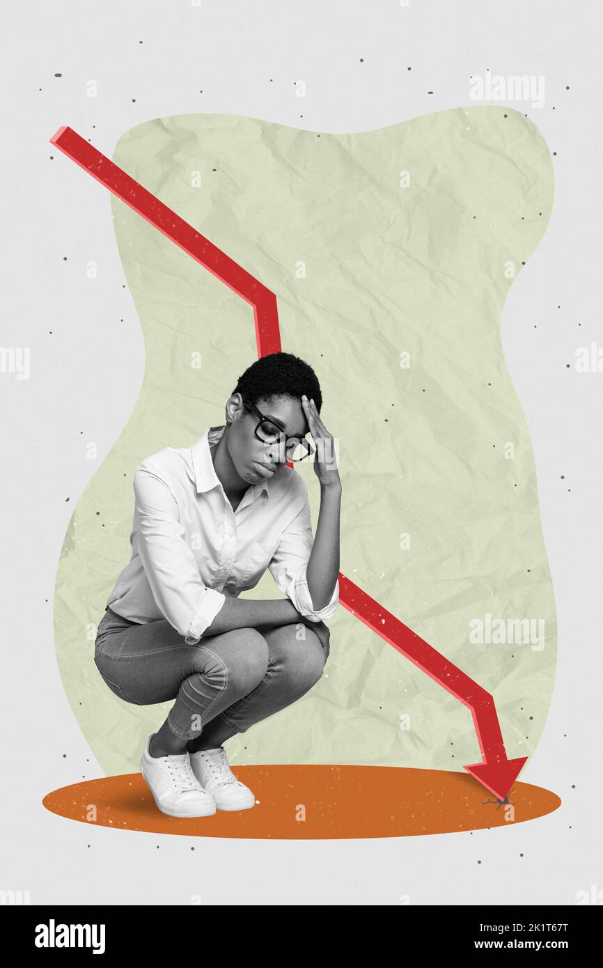 Vertical collage picture of unsatisfied miserable person black white ...