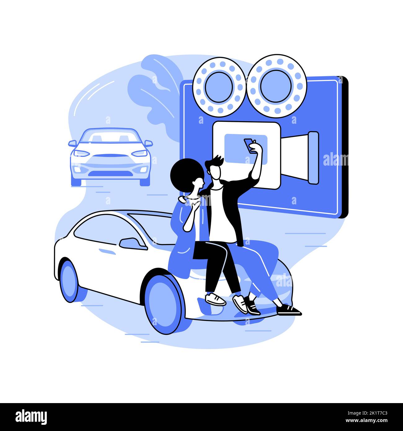 Drive-in cinema isolated cartoon vector illustrations Stock Vector ...