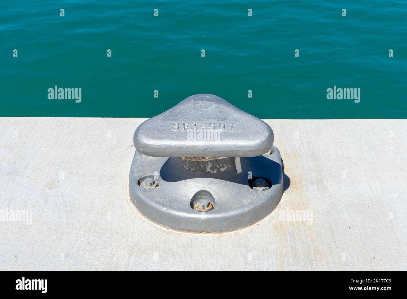 Mooring bollard in port in Malaga, Spain on September 4, 2022 Stock ...