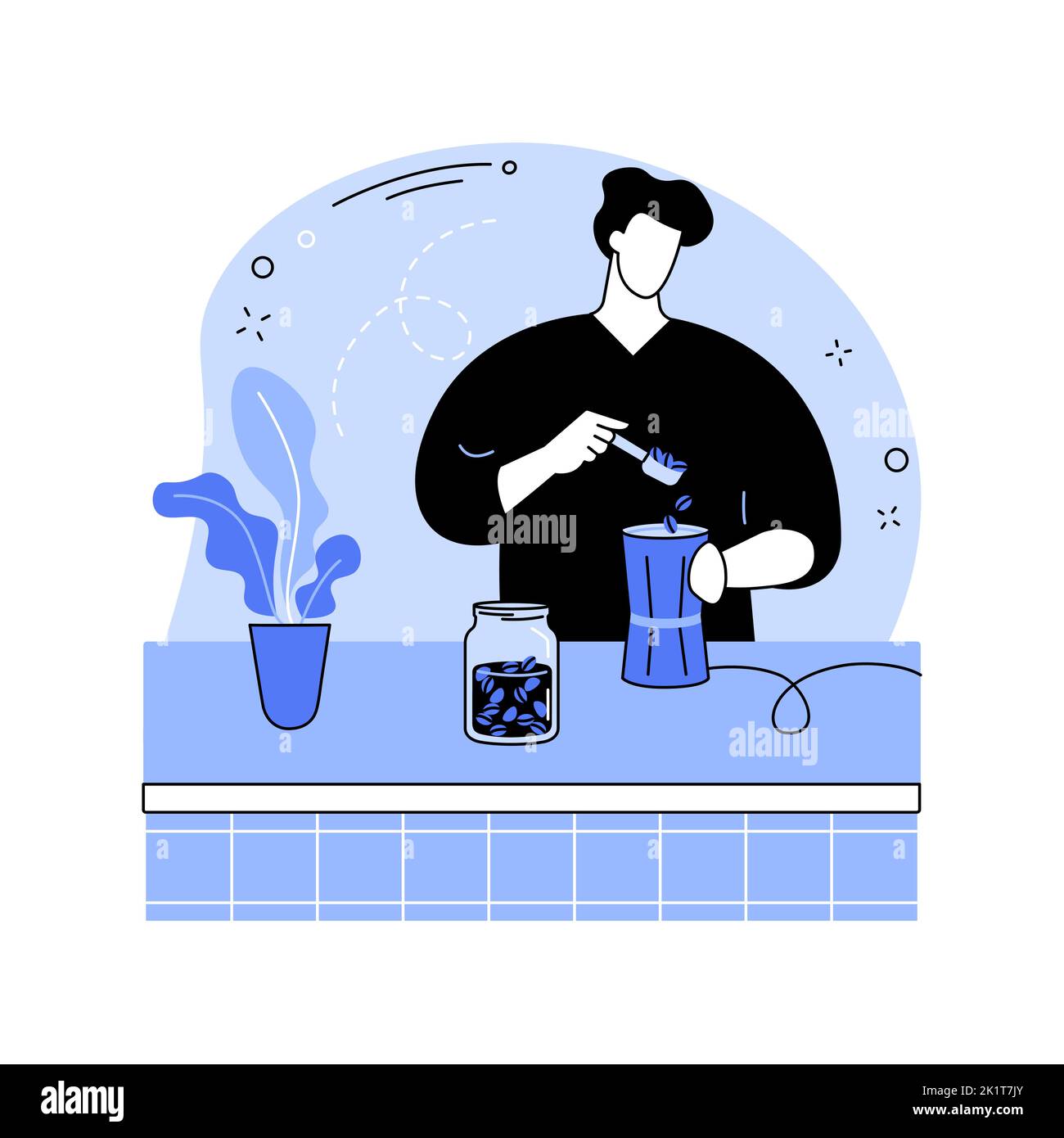Grinding coffee beans isolated cartoon vector illustrations Stock ...