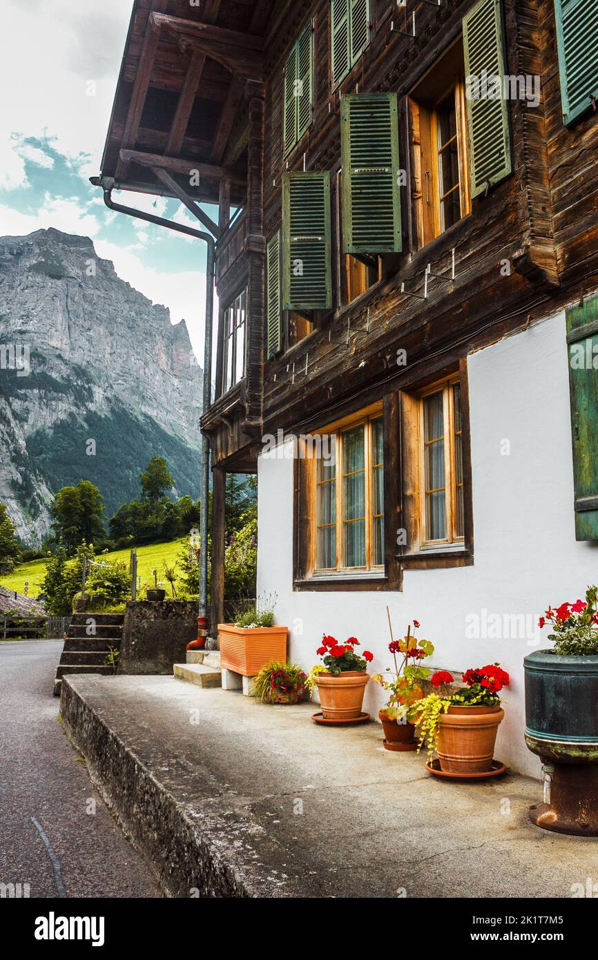 Lauterbrunnen, Switzerland, Jungfrau. Swiss Alps. Village in mountains ...