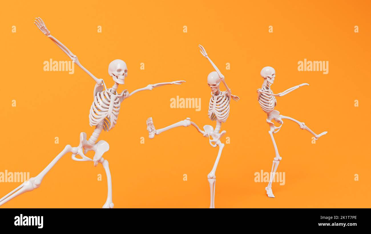 Fun halloween dancing skeleton character. 3D Rendering Stock Photo - Alamy