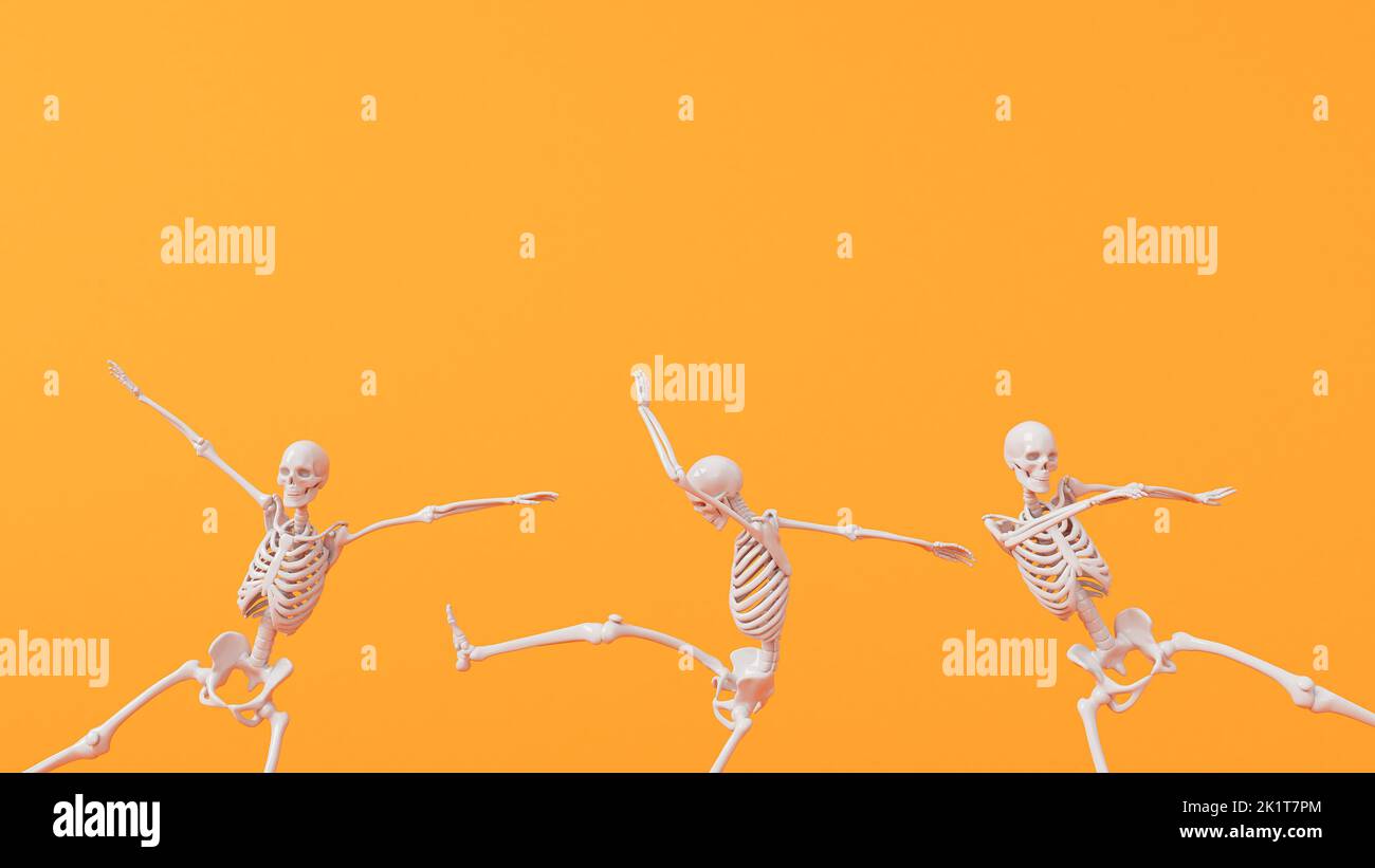 Fun halloween dancing skeleton character. 3D Rendering Stock Photo - Alamy