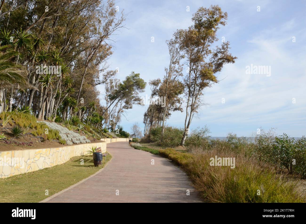 Coastal path landscaped in beach of Estepona Malaga, Andalusia, Spain ...