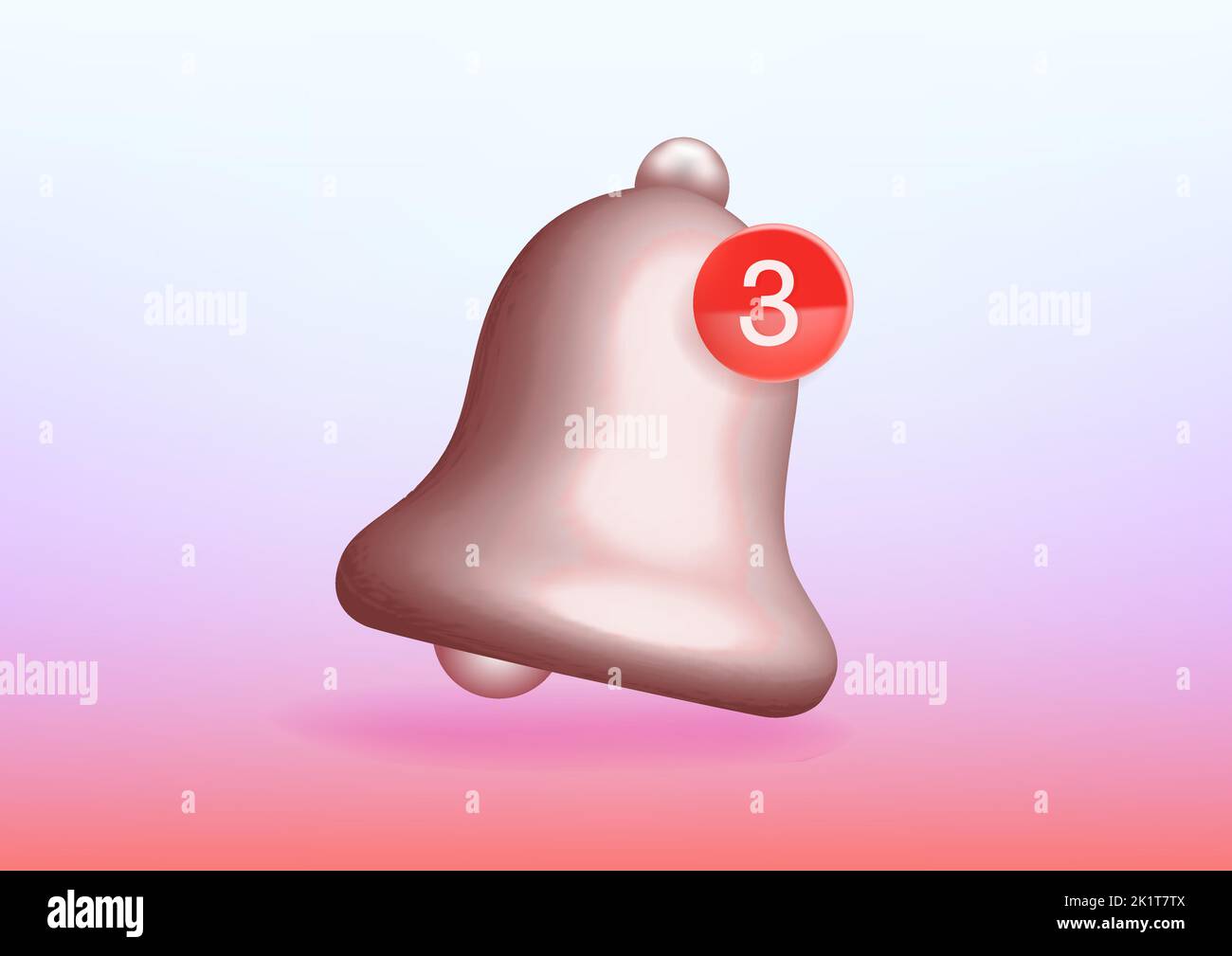 3D notification bell alert icon with color object floating around on ...