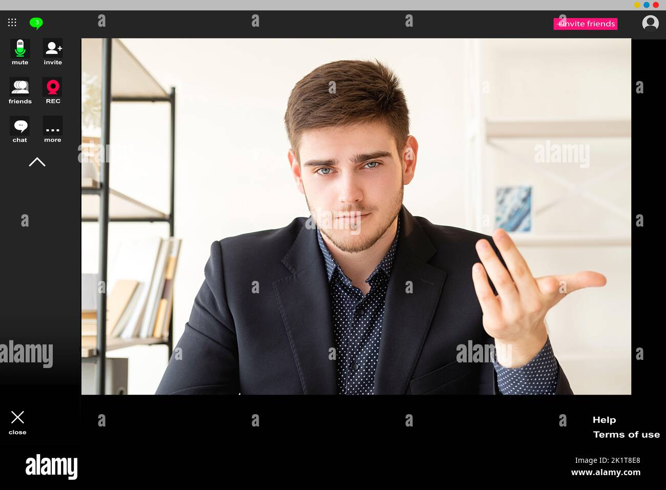 Video call. Internet meeting. Corporate telework. Remote discussion ...