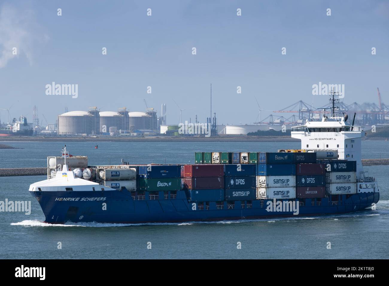 Smaller container ship leaves the industrial port of Hoek van Holland ... Smaller container ship leaves the industrial port of Hoek van Holland ...