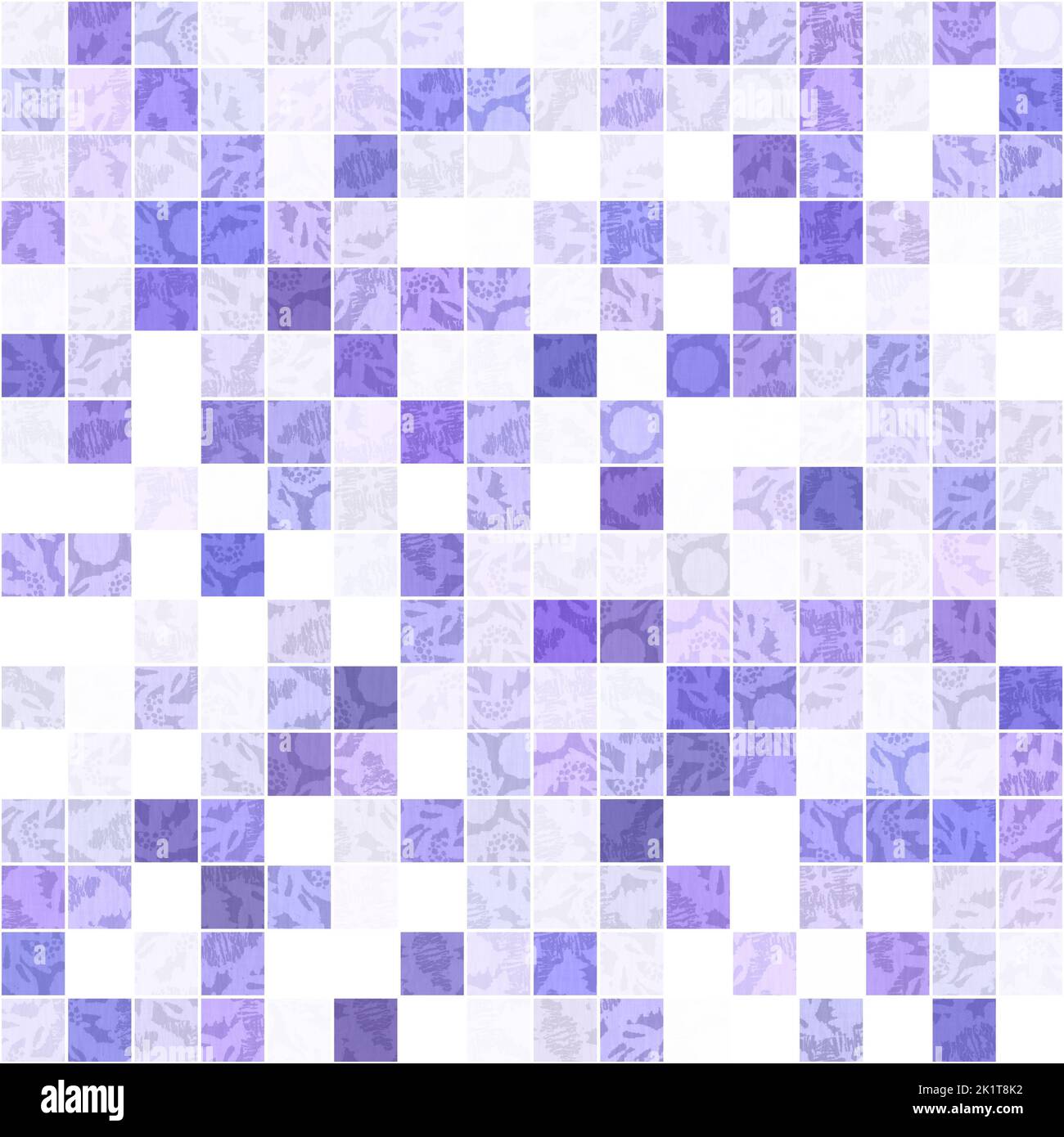 Tiny purple geometric mosaic pixel grid seamless pattern. Modern square ...