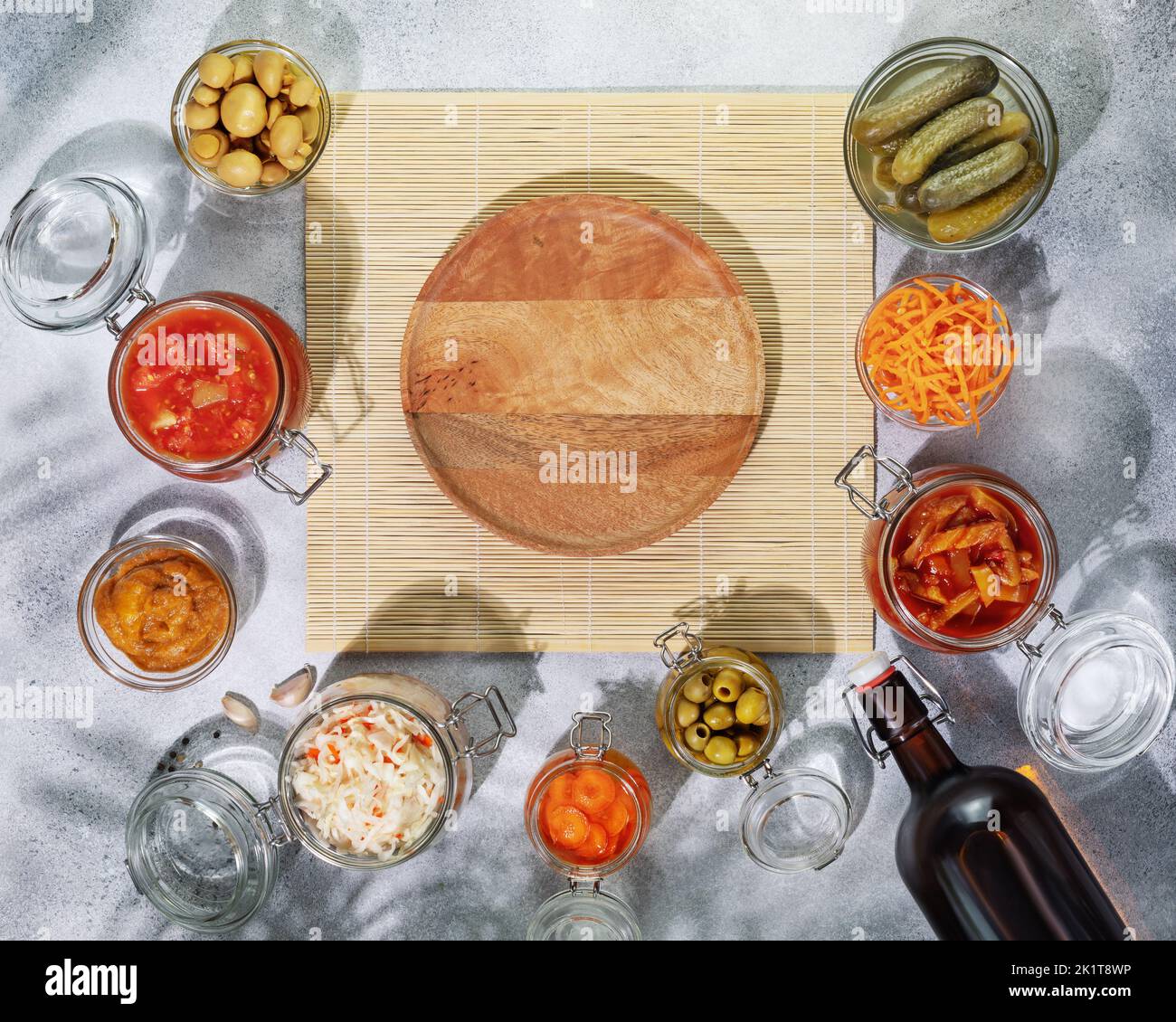Probiotic food. Pickled or fermented products. Fermented vegetables and ...