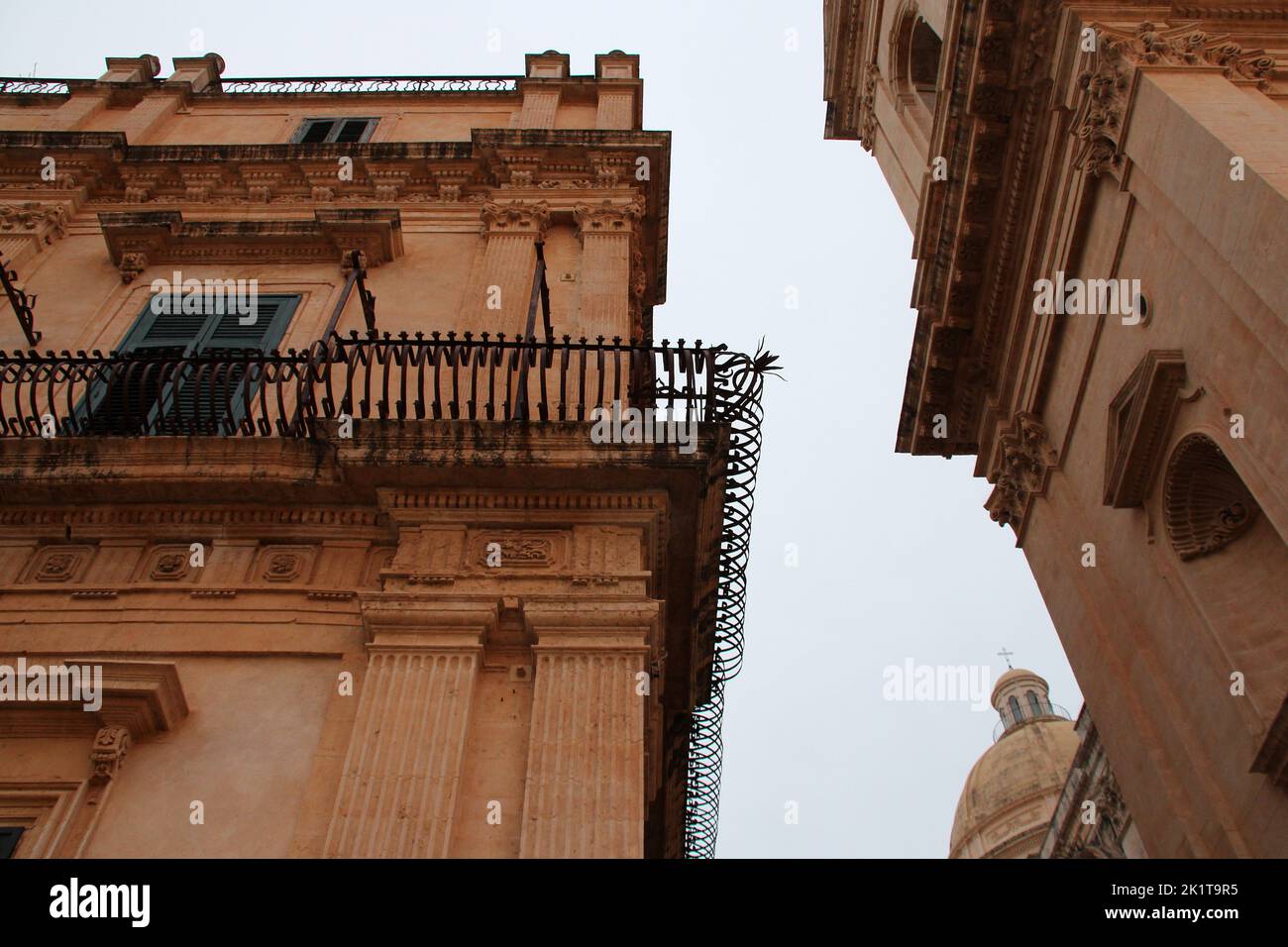 baroque palace (landolina) and cathedral in noto in sicily (italy Stock ...