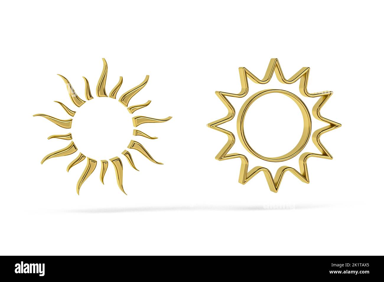 Golden 3d sun icon isolated on white background - 3d render Stock Photo ...