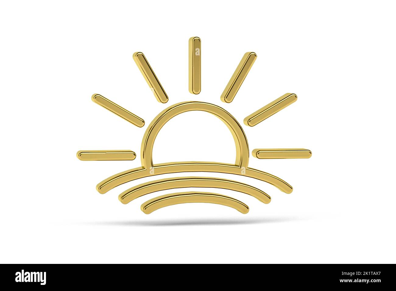 Golden 3d sun icon isolated on white background - 3d render Stock Photo ...