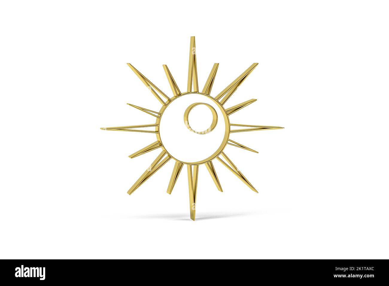 Golden 3d sun icon isolated on white background - 3d render Stock Photo ...