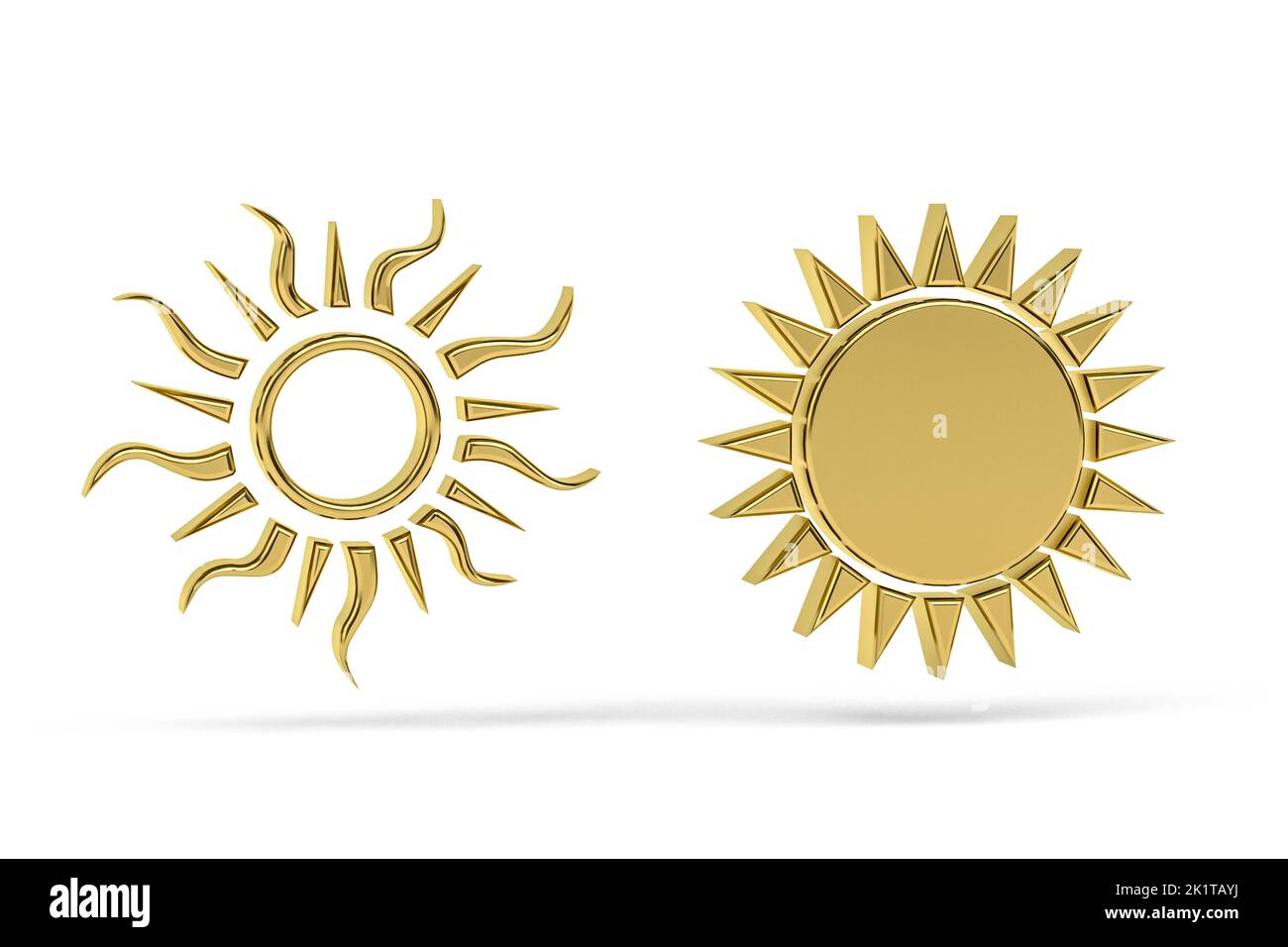 Golden 3d sun icon isolated on white background - 3d render Stock Photo ...