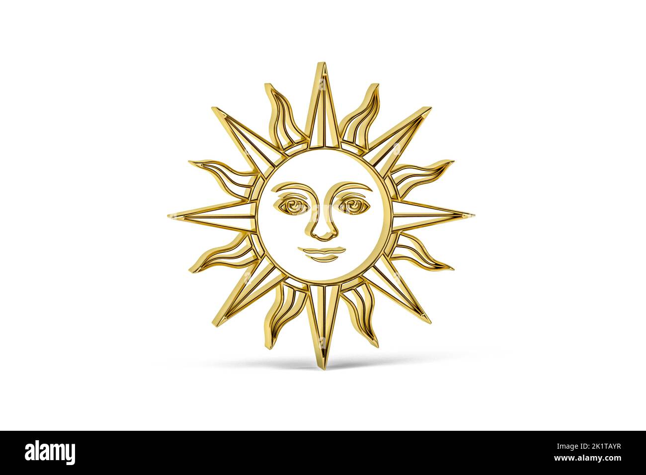 Golden 3d sun icon isolated on white background - 3d render Stock Photo ...