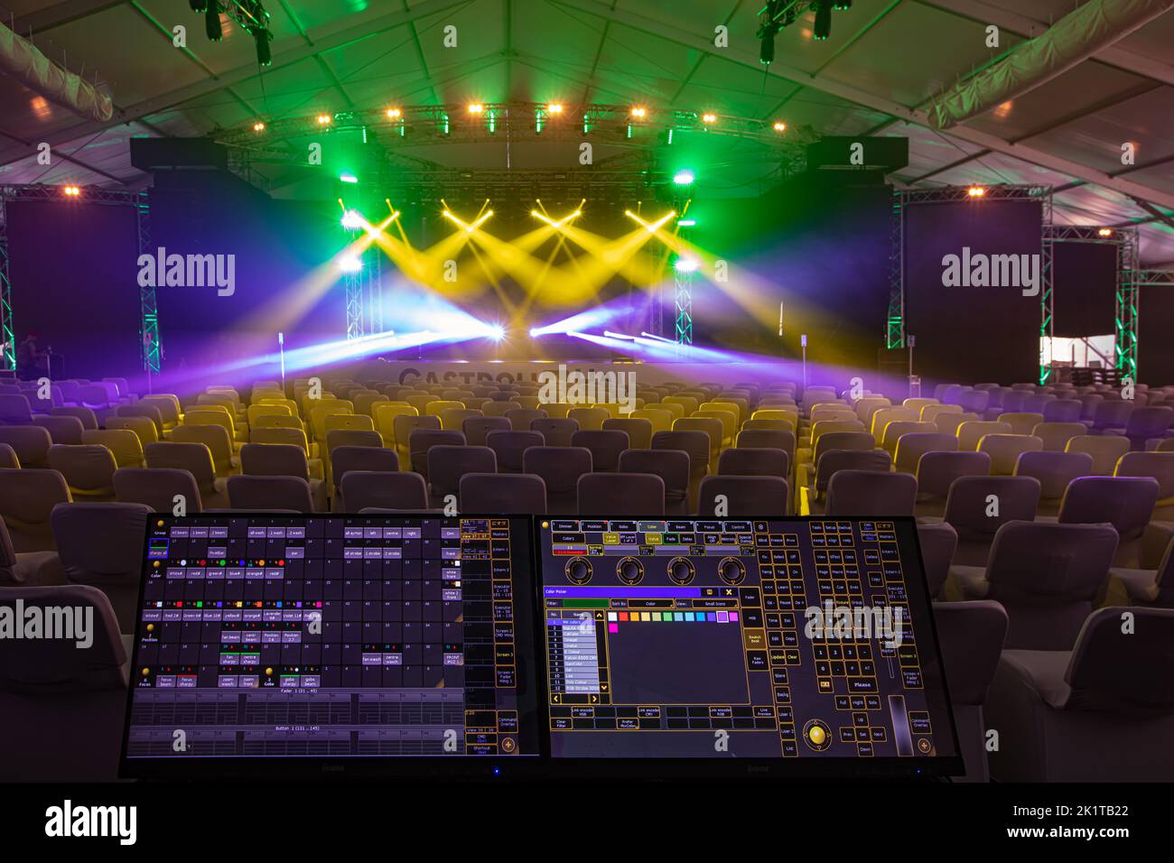 Lighting technician equipment in concert hall Stock Photo - Alamy