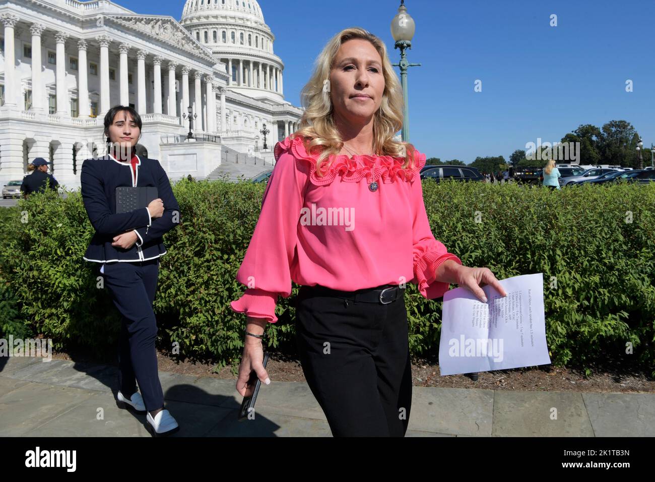US Congresswoman Marjorie Taylor Greene(R-GA) and Ms Chloe Cole(behind ...