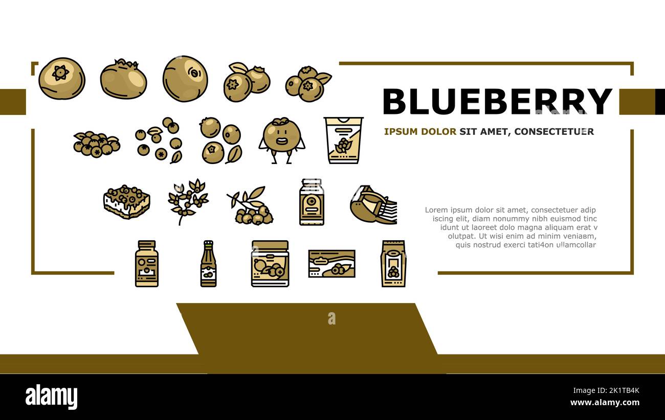 blueberry biberry blue berry landing header vector Stock Vector Image ...