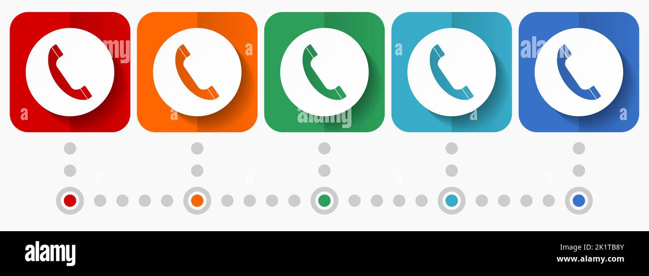 Phone, call, contact vector icons, infographic template, set of flat ...