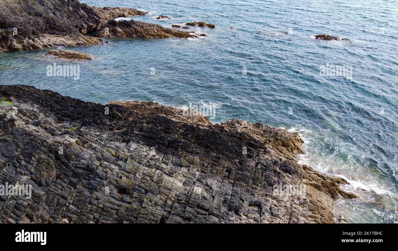 Calm sea surface and rocky shore. Coastal landscape, top view Stock ...