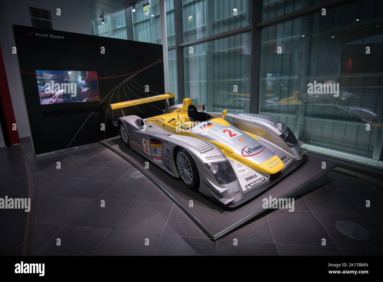 An Audi R8 Le Mans 2000 at Audi Forum Ingolstadt in Germany Stock Photo ...