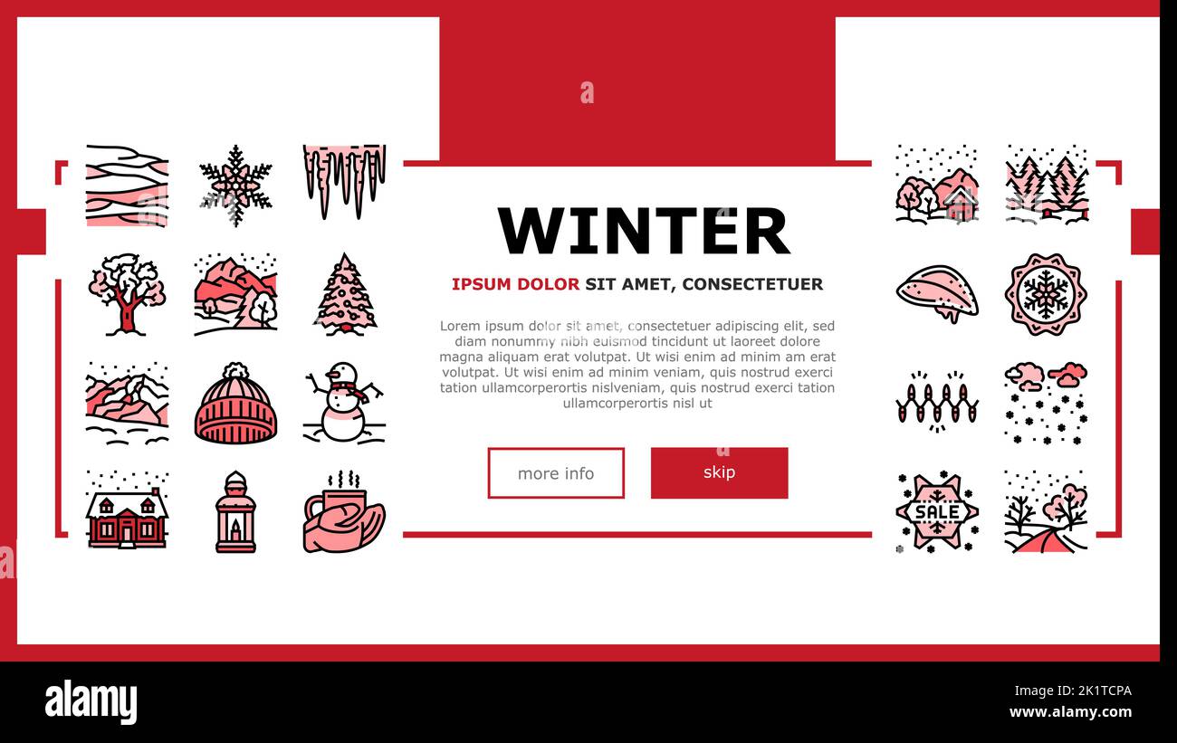 winter snow season nature landing header vector Stock Vector Image ...