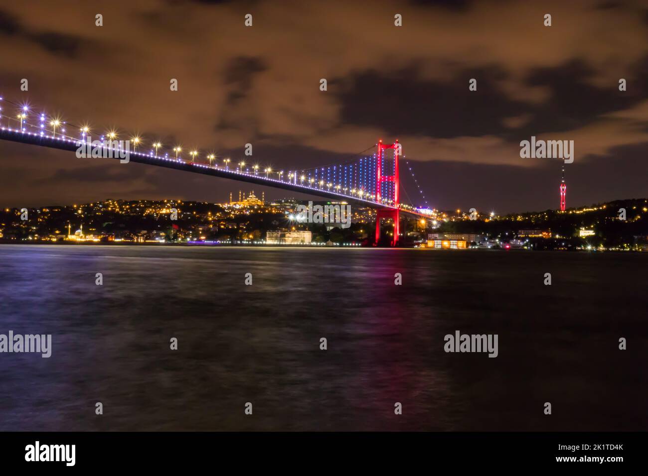 The Bosphorus bridge at night in Istanbul, Turkey Stock Photo - Alamy