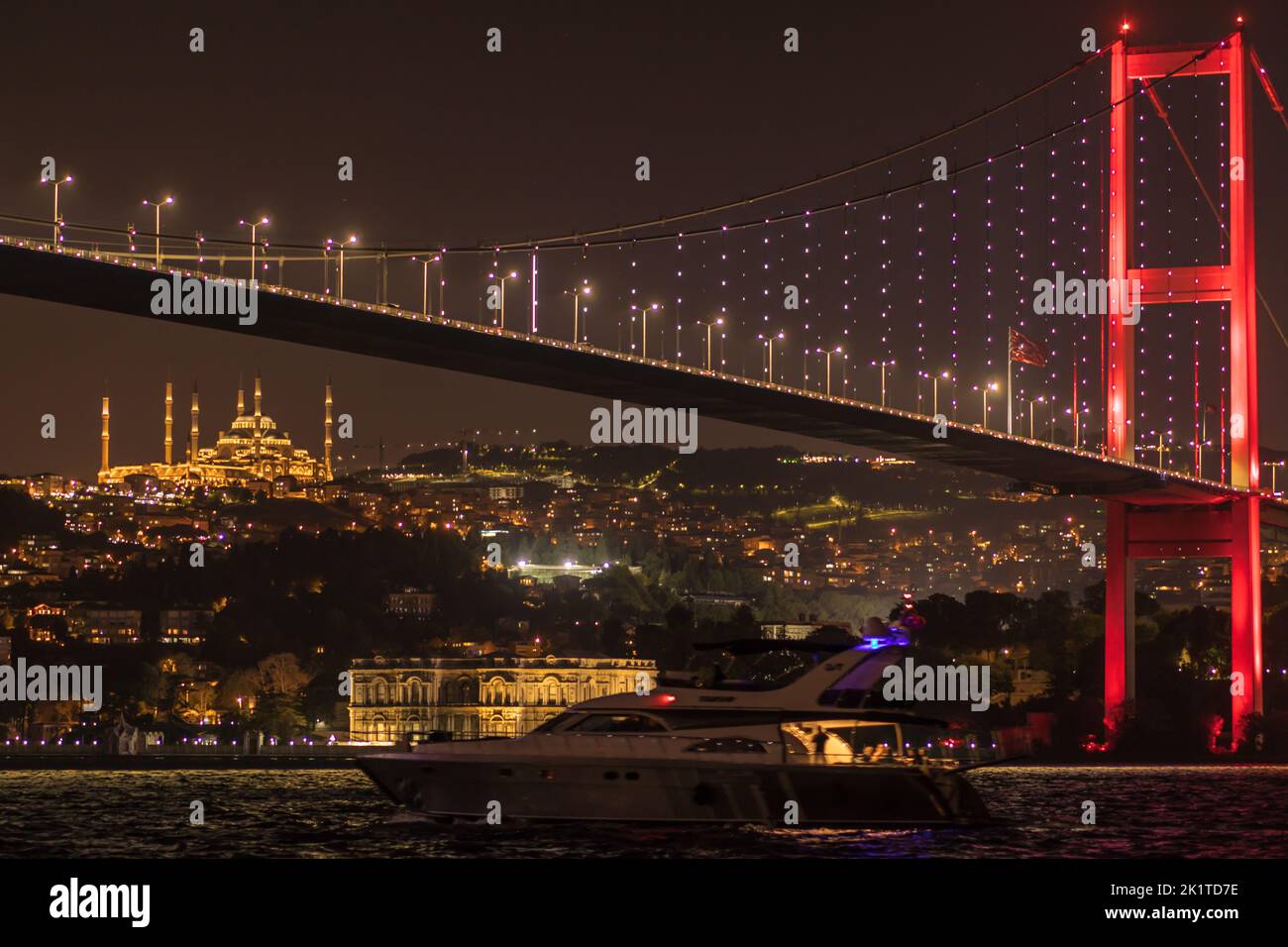 The Bosphorus bridge at night in Istanbul, Turkey Stock Photo - Alamy
