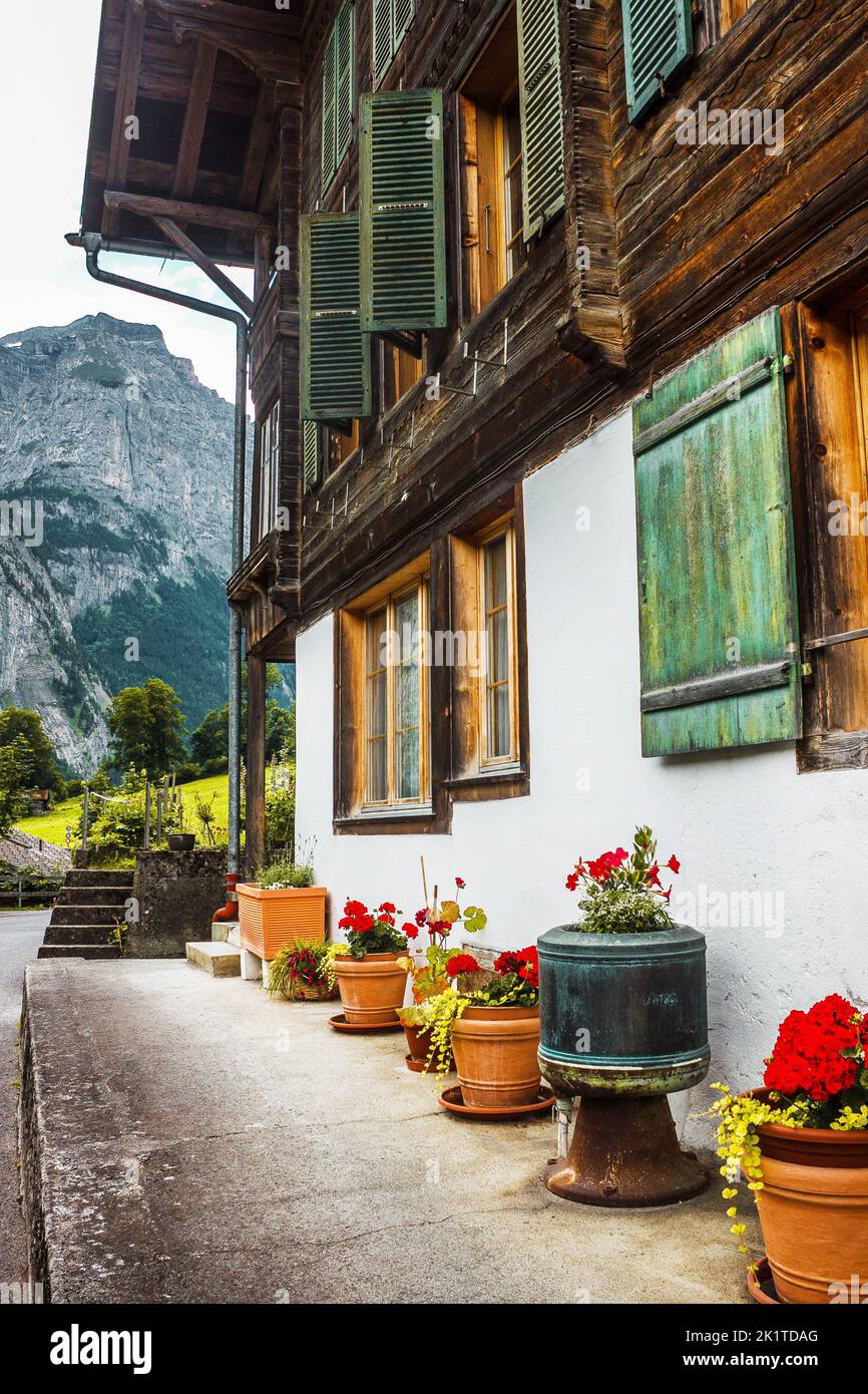 Lauterbrunnen, Switzerland, Jungfrau. Swiss Alps. Village in mountains ...