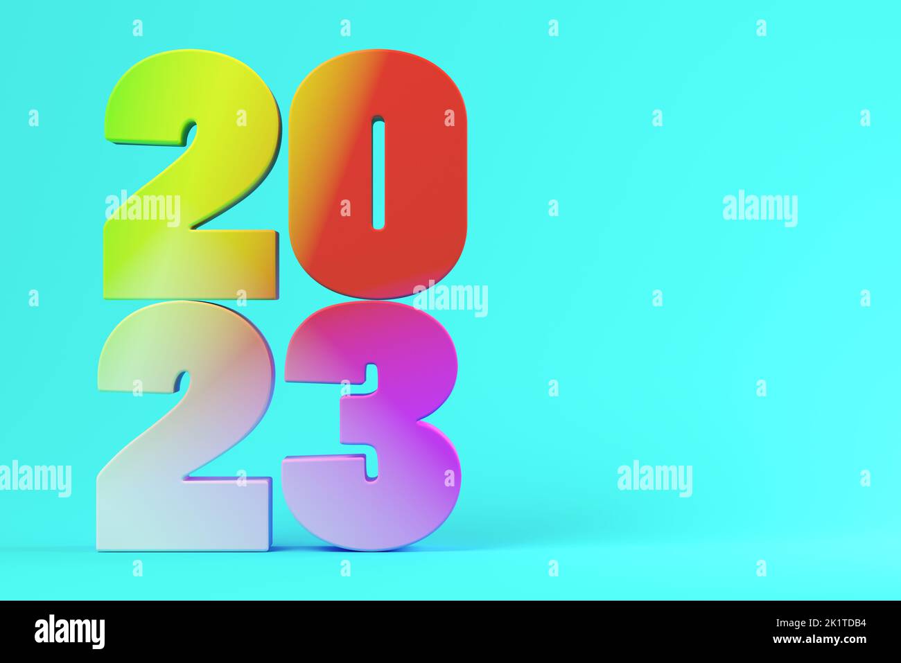 colorful numbers 2023 on a blue background 3 D illustration Stock Photo ...