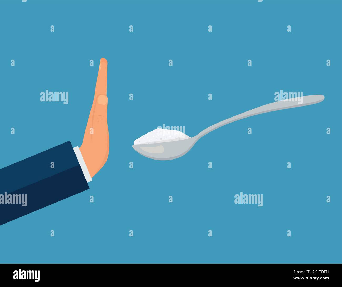 Human gesture hand refuses to sweet. Sugar free. No sugar, vector sign ...