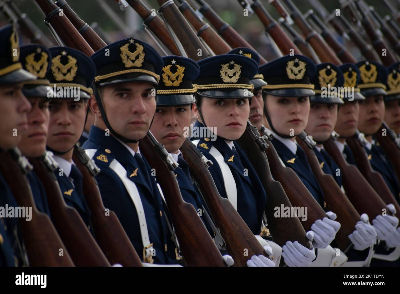 Santiago, Metropolitana, Chile. 19th Sep, 2022. Air force members march ...