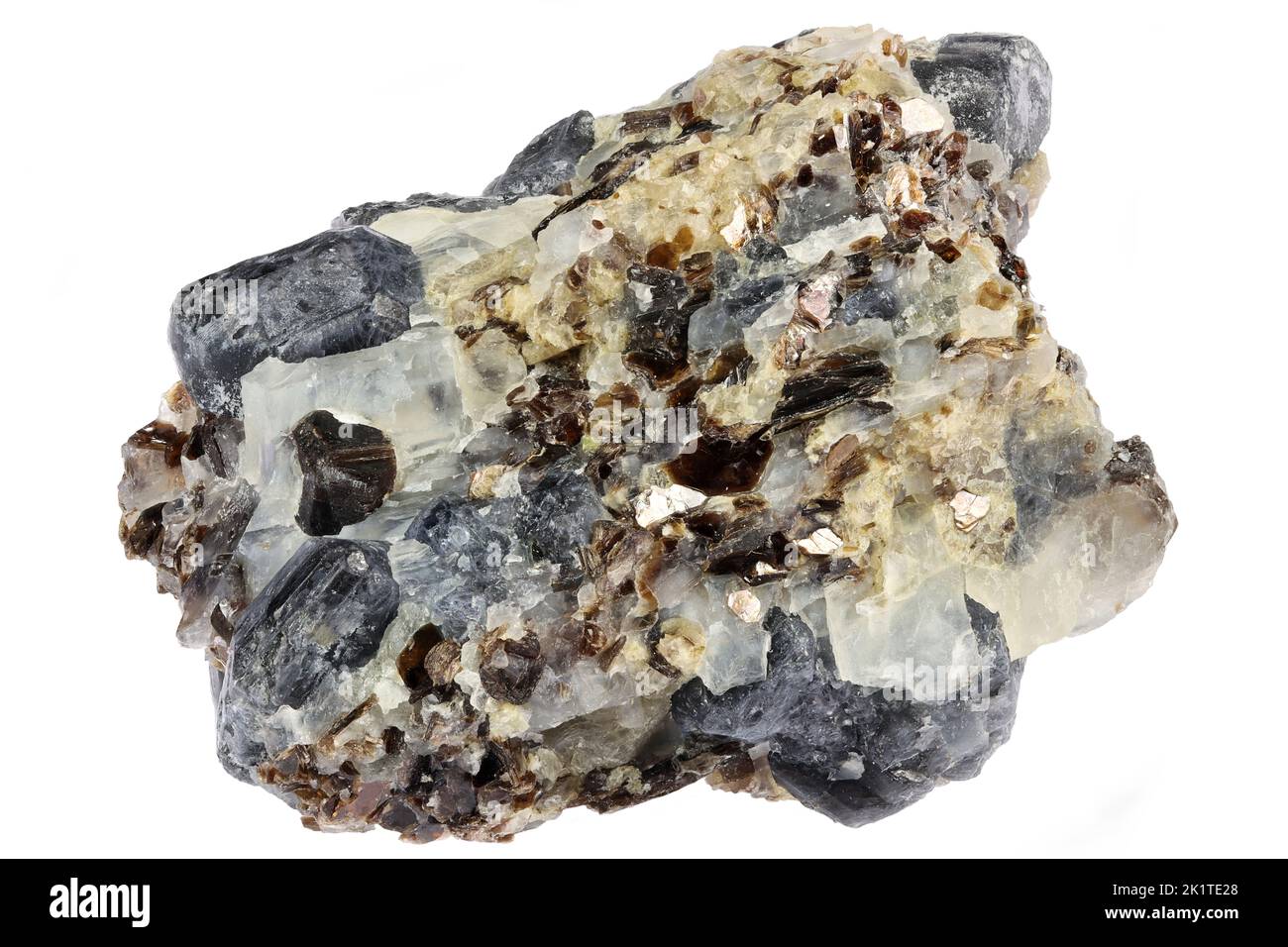 sapphirine on matrix from Betroka, Madagascar isolated on white ...