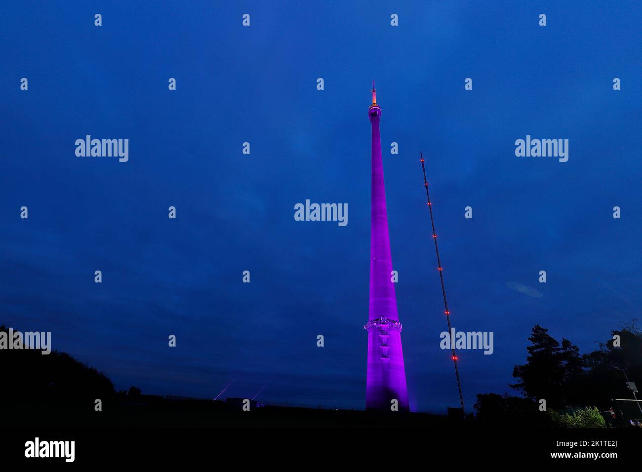 The UK's tallest free standing structure Arqiva Tower, was lit up in ...
