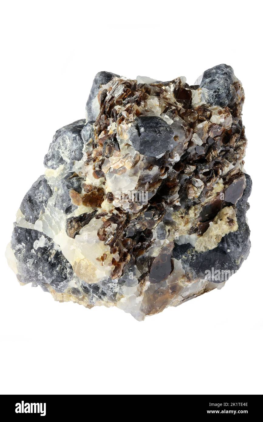 sapphirine on matrix from Betroka, Madagascar isolated on white ...