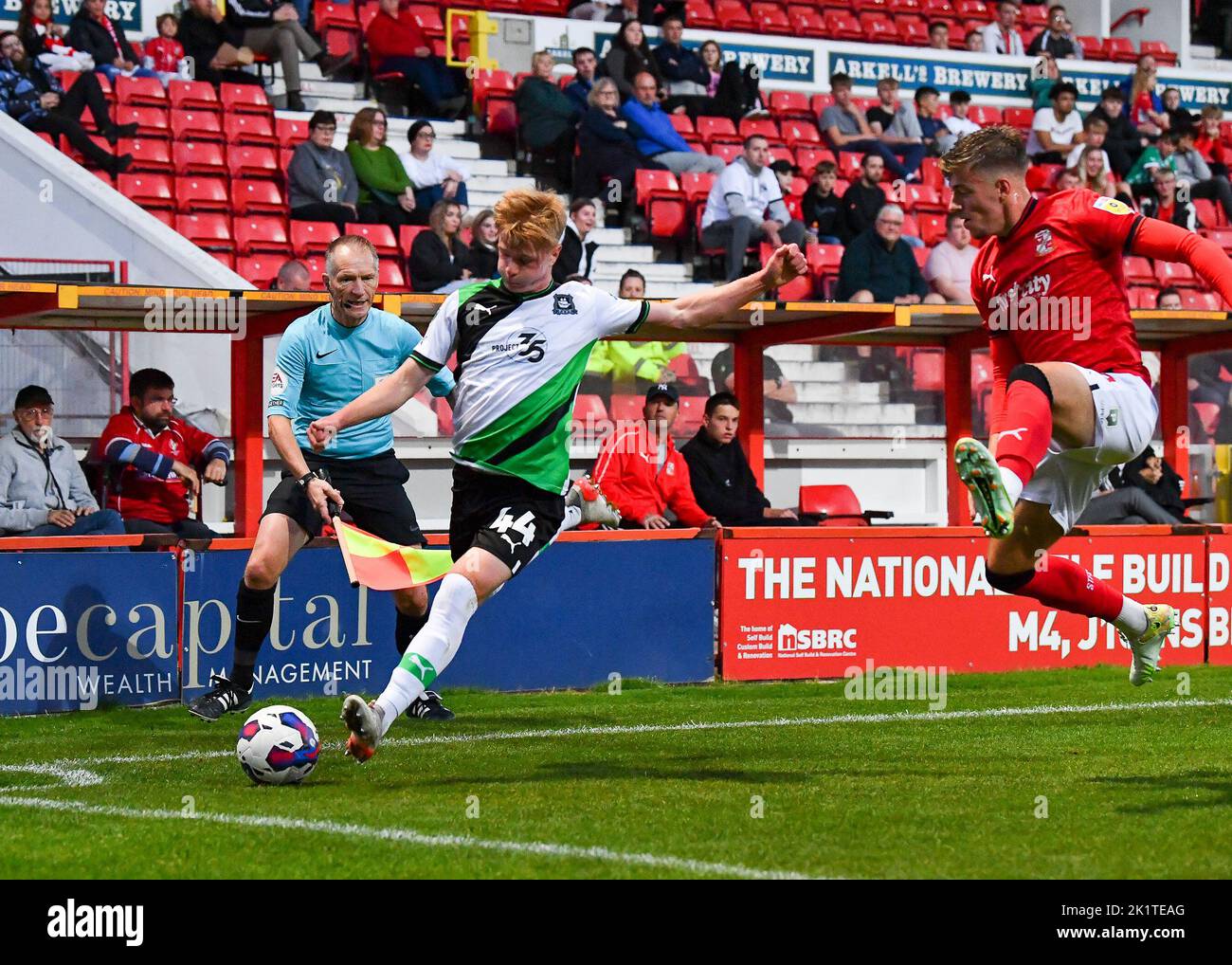 Plymouth Argyle midfielder William Jenkins Davies (44) crosses the ball ...