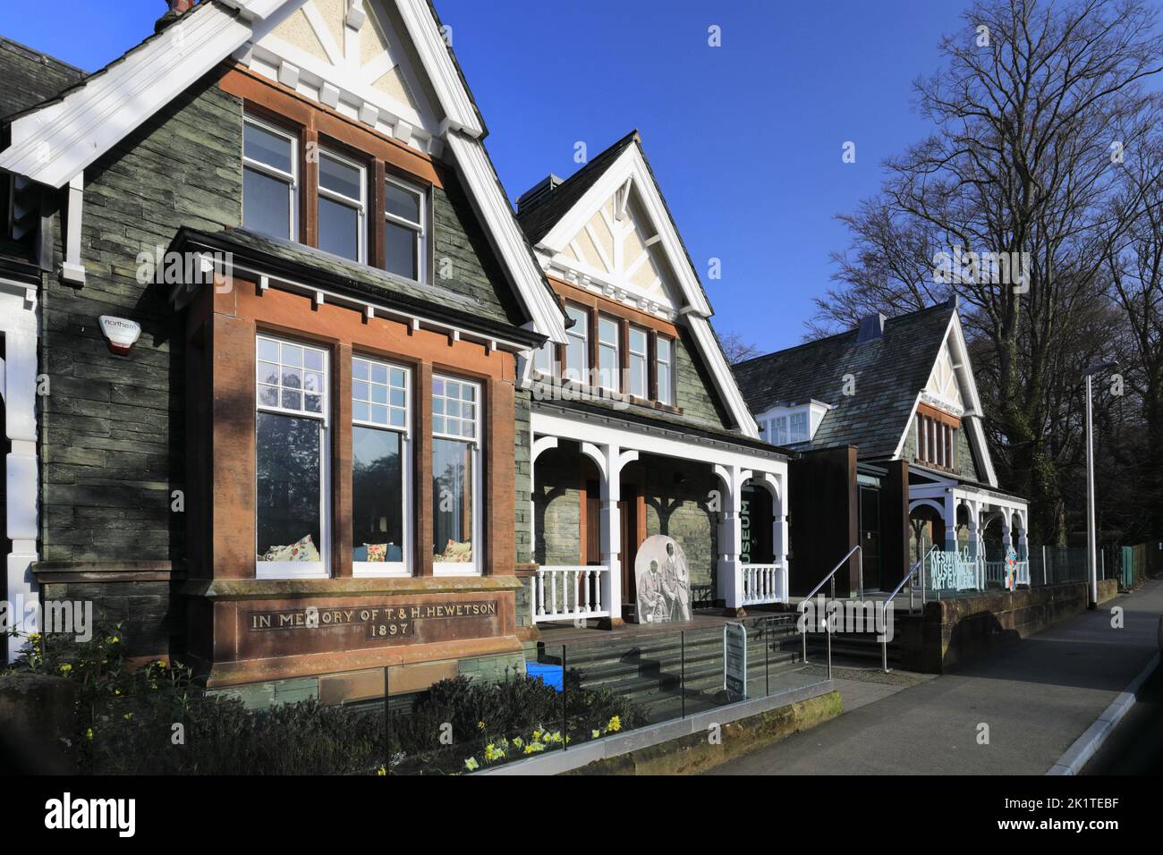 View of Keswick Museum, Keswick town Lake District National Park ...