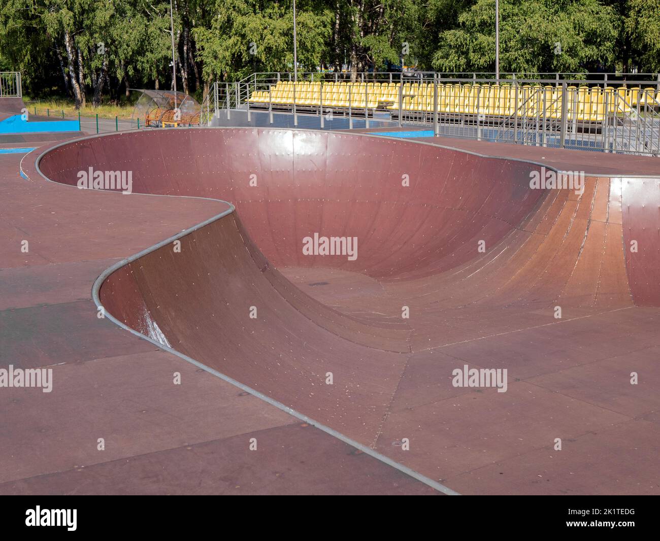 Curved walls of skate bowl. Bowl park for skaters, rollers, scooters ...