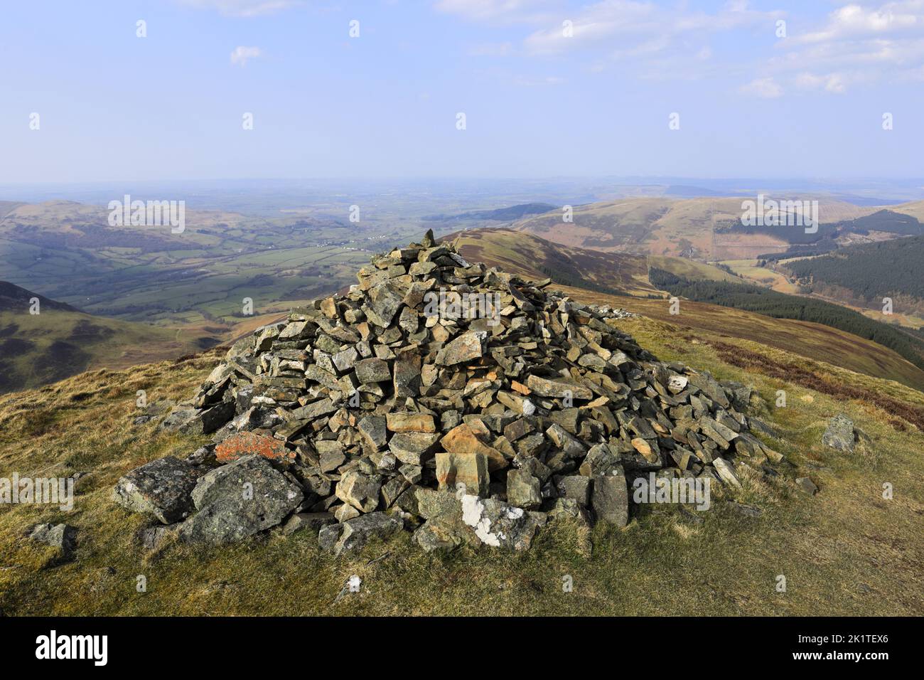 View over the summit of Ladyside Pike fell and the Whinlatter forest ...