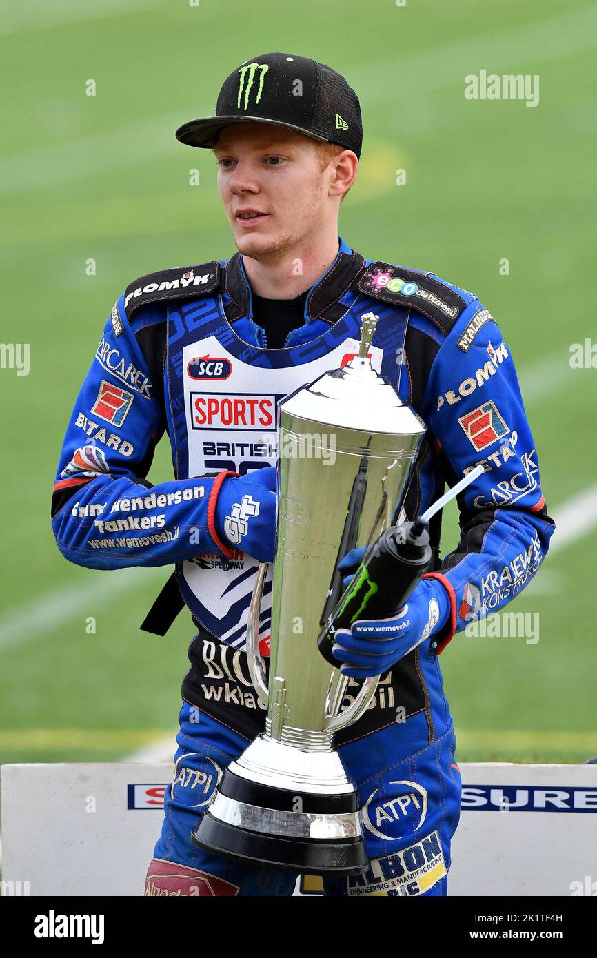 British Champion Dan Bewley celebrates in style after the final of the ...