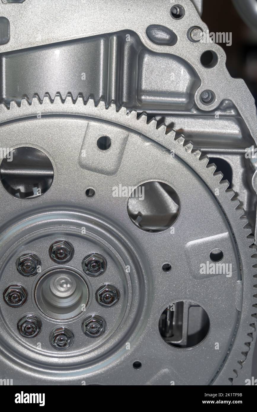 A close up of modern automobile vehicle engine and spare parts Stock ...