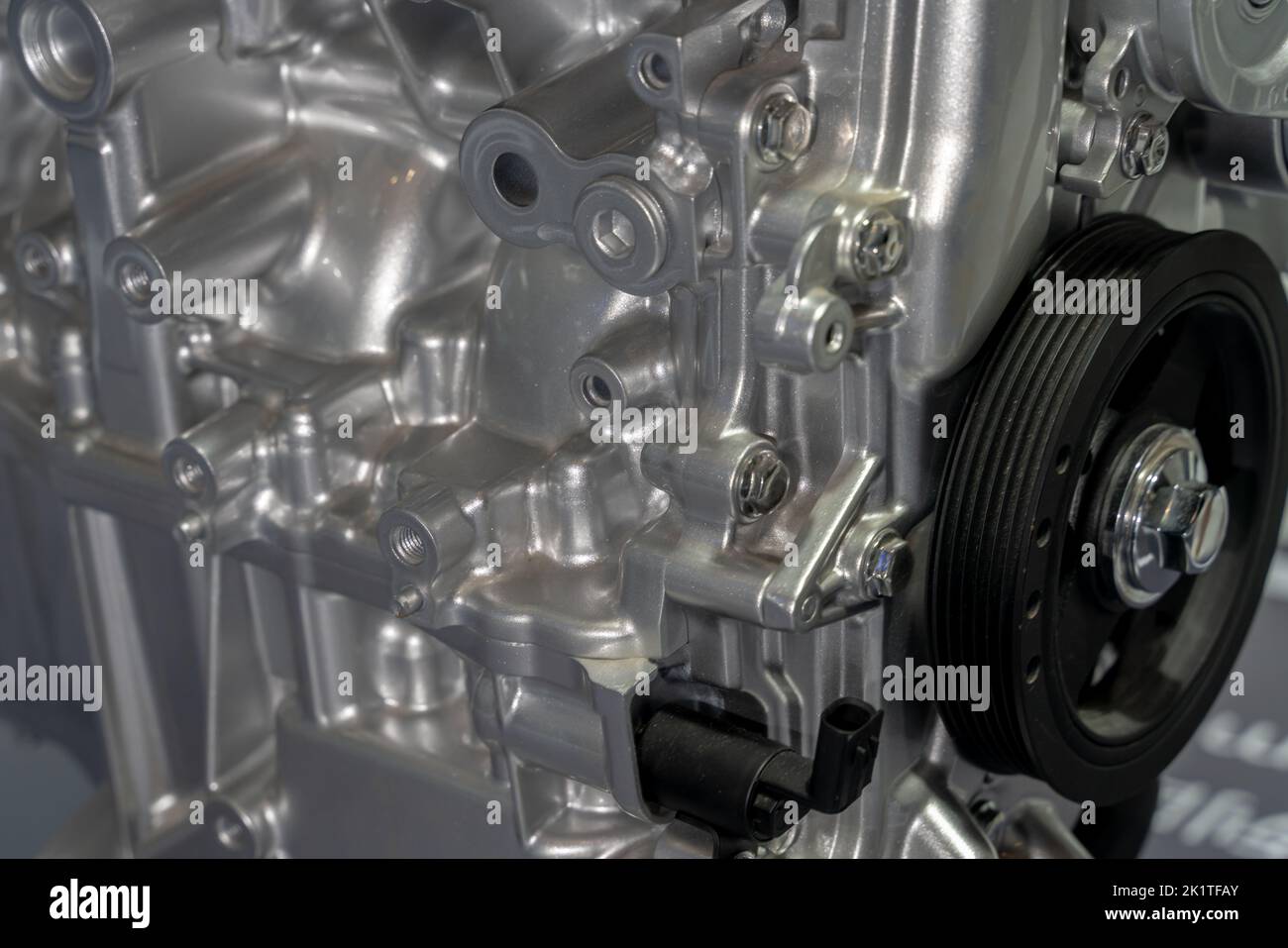 A close up of modern automobile vehicle engine and spare parts Stock ...