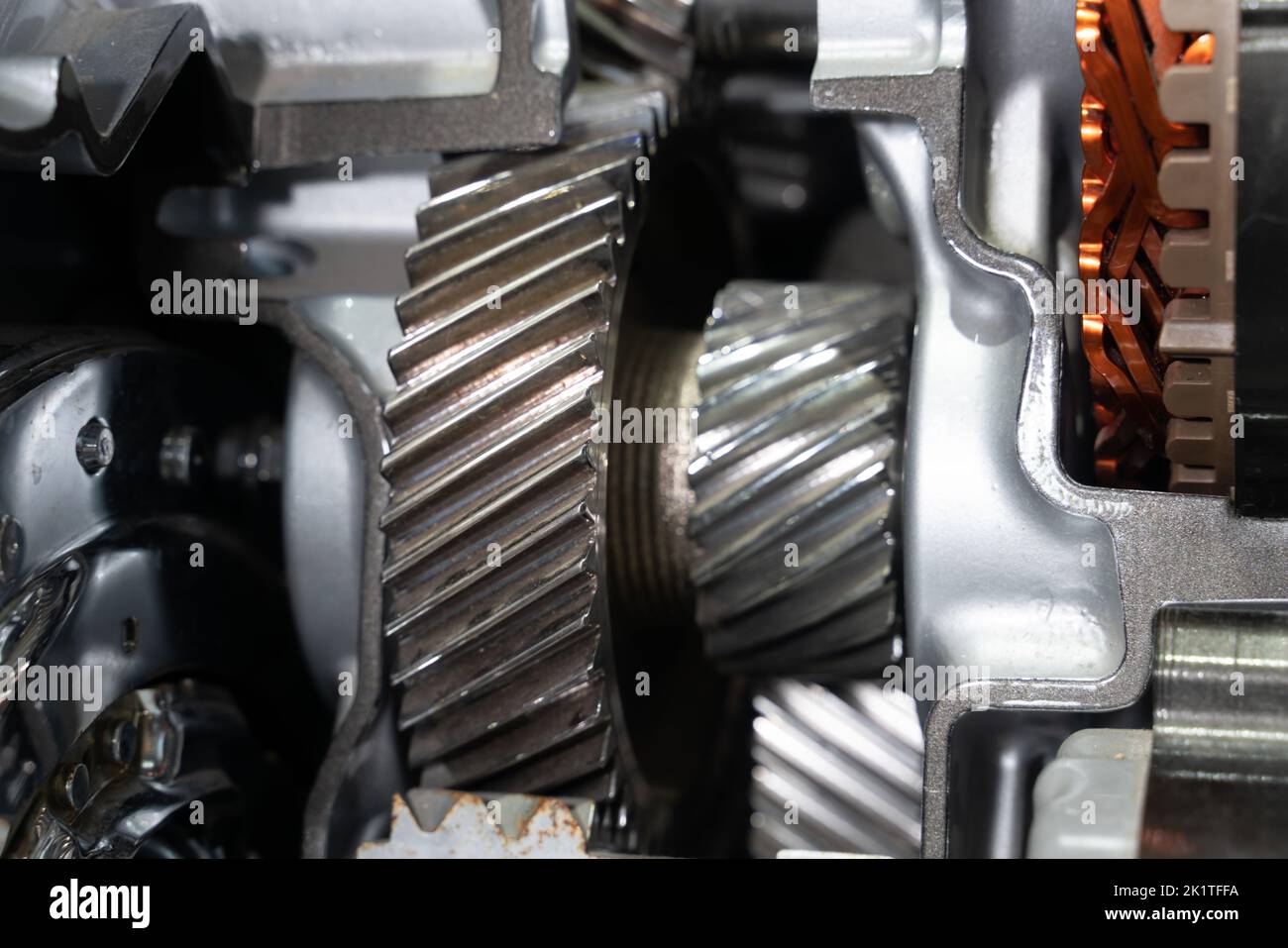 closeup view of modern automobile vehicle engine and spare parts Stock ...