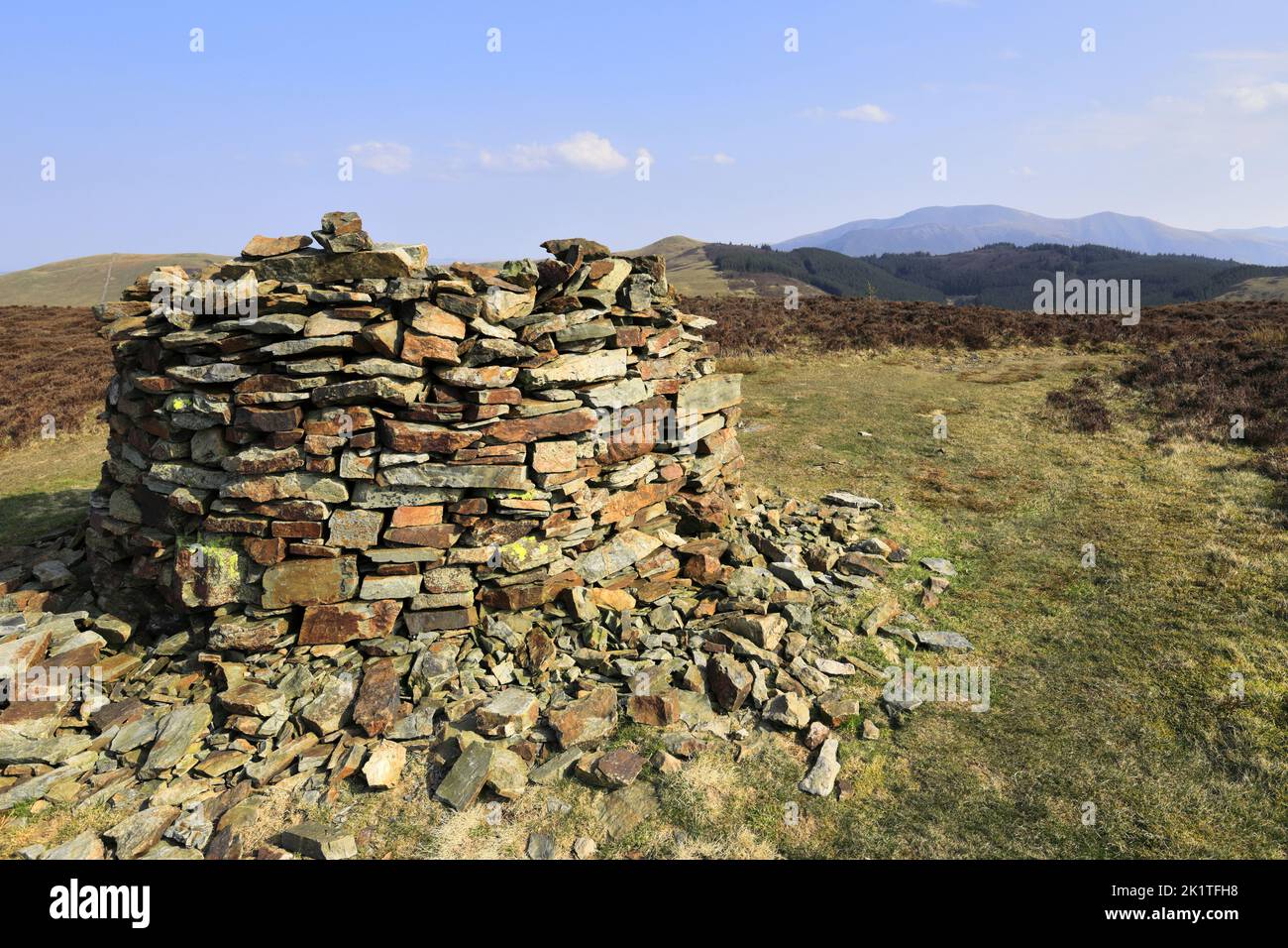 View over the summit of Whinlatter fell, Lake District National Park ...