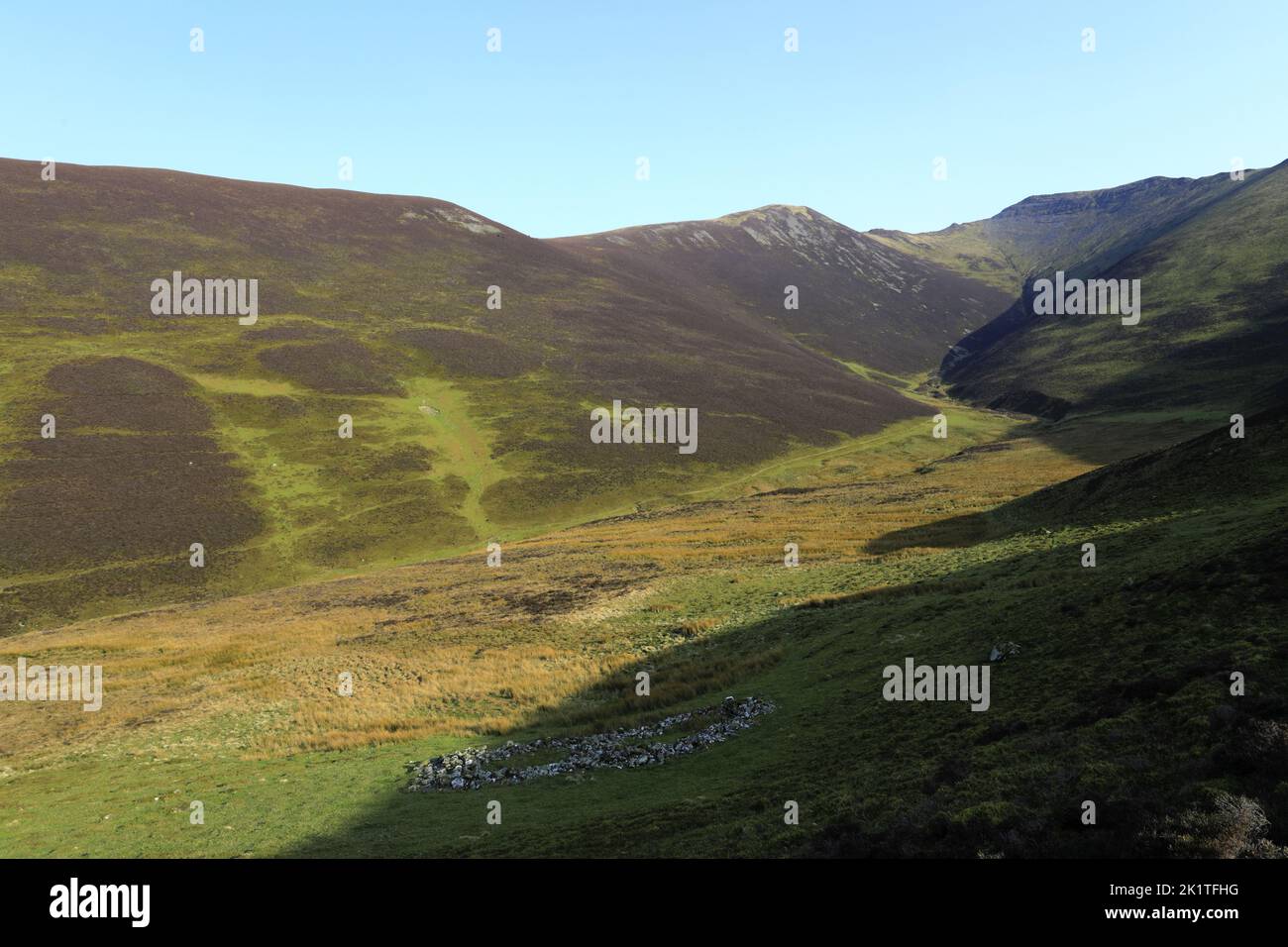 View over the summit of Ladyside Pike fell and the Whinlatter forest ...