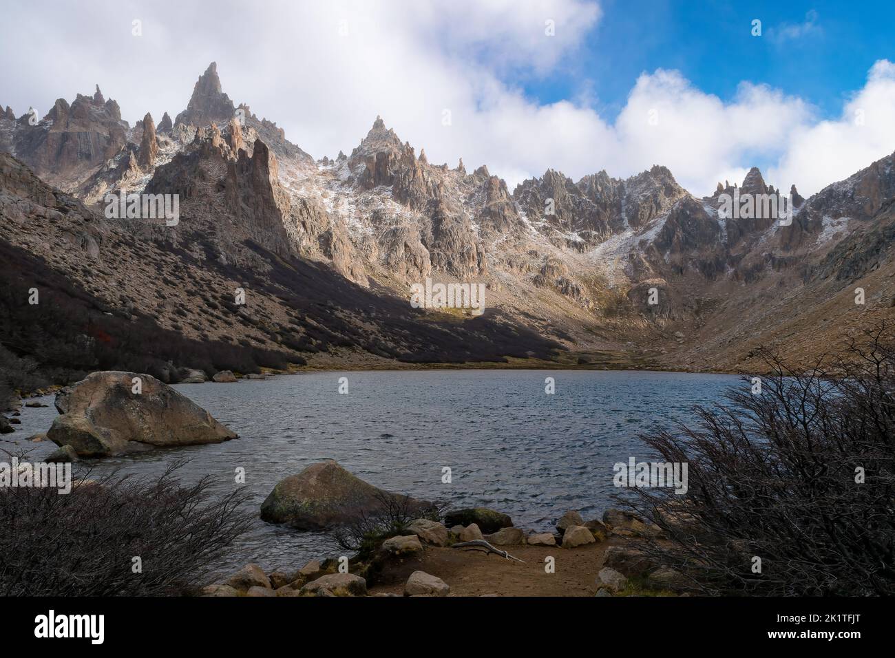 Beautiful Laguna Toncek, rocks, and mountains in Refugio Frey ...