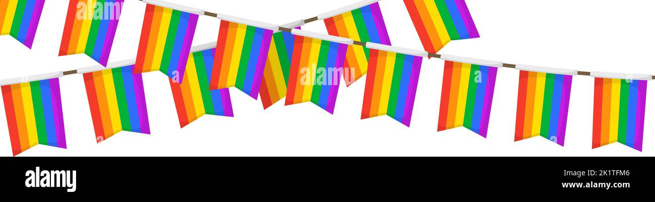 LGBT garland. Rainbow color pennants chain. Party bunting decoration ...