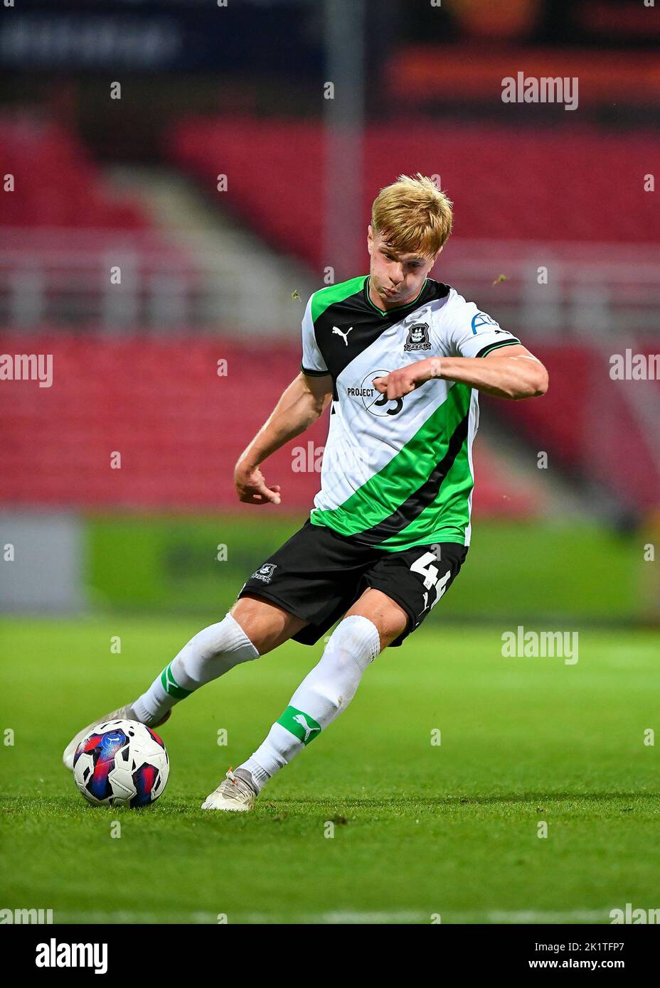 Plymouth Argyle midfielder William Jenkins Davies (44) takes a free ...