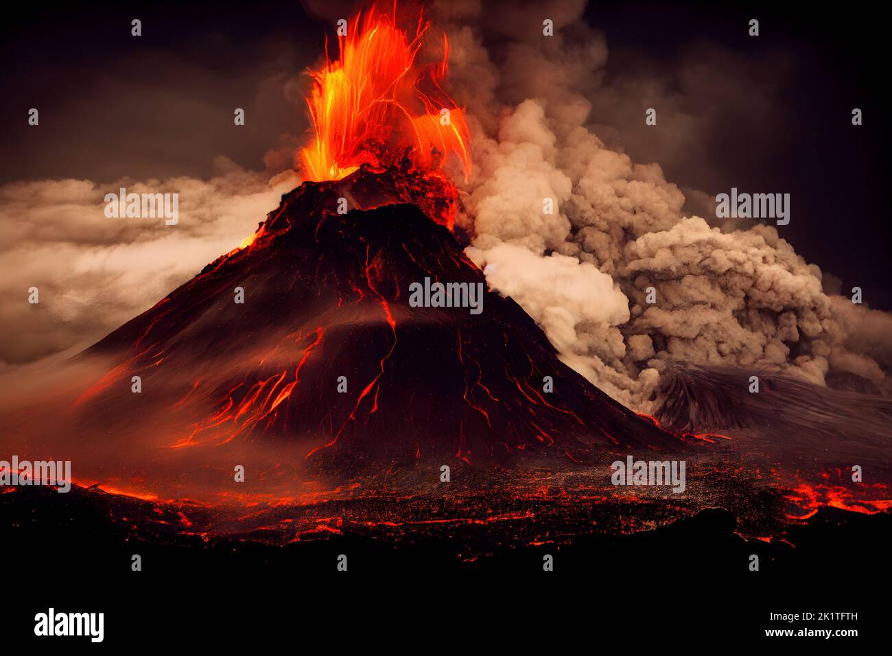 A majestic view of an erupting volcano Stock Photo - Alamy