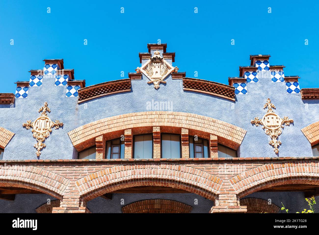Facade of the old Slaughterhouse of Tortosa, catalan modernism building ...